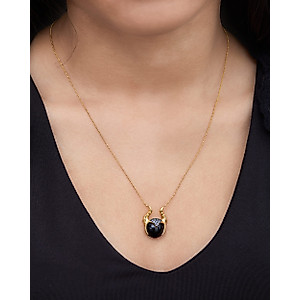 Disney Jewelry Villains Necklace - Maleficent Pendant, Onyx, Cubic Zirconia, Yellow Gold over Sterling Silver, 18"