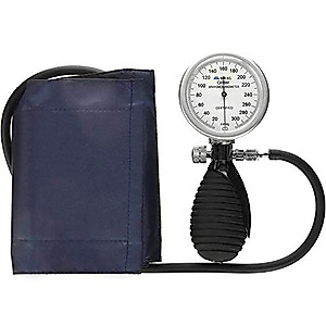 MABIS Caliber Series One Handed Manual Blood Pressure Cuff, Blood Pressure Sphygmomanometer, Adult Blood Pressure Cuff, Blue