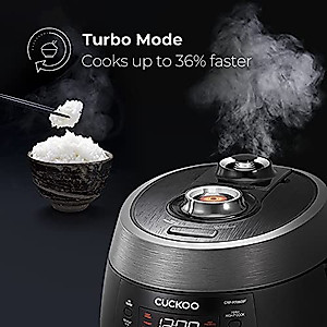 CUCKOO 6 Cup (Uncooked) 12 Cup (Cooked) Rice Cooker with Dual Pressure Modes, LED Display Panel, Durable Non-Stick Inner Pot with Optimal Heat Distribution & Dual Motion Gasket | (Black, CRP-RT0609FB)