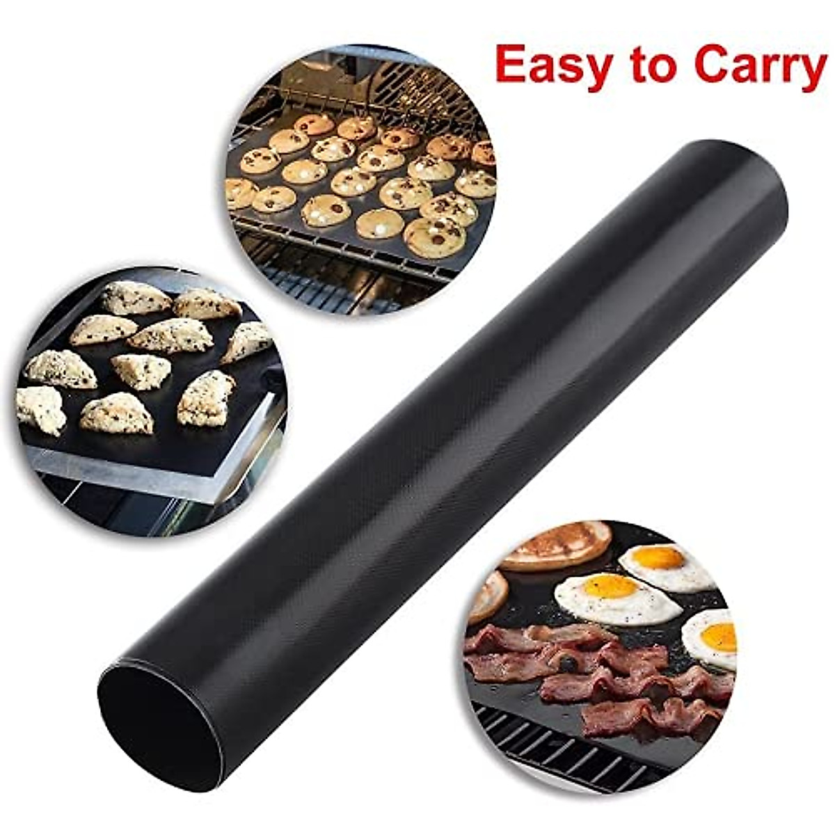 Grill Mat for Outdoor Grill Set of 5, Grill Sheets 100% Non-Stick Reusable, Heavy Duty, Barbecue Baking Mat Durable for Charcoal Gas Electric Grill, Easy to Clean, 15.75 x 13-Inch