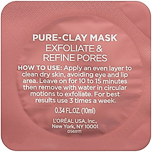 L'Oréal Paris Skincare Pure-Clay Face Mask Trial Size Set, Includes 3 Different Face Masks Made With Charcoal, Red Algae and Eucalyptus, Set