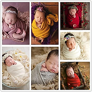 Zeroest Newborn Photography Wrap Newborn Photoshoot Props Boys Girls Newborn Posing Backgroud Stretch Knit Blanket for Baby Photo Prop (White, Small)