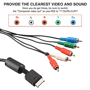 6Ft Component HD AV Cable for PS2/PS3/PS3 Slim, HDTV-EDTV (High Definition 480p) Compatible with PS2/PS3/PS3 Slim 5-Wire