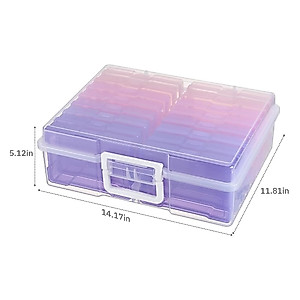 Naivees 4" x 6" Plastic Photo Storage Case with 16 Inner Photo Containers Boxes Greeting Cards Containers Boxes Storage, Seed Storage Perfect for Storing Pictures,Photos and Cards (Pink & Purple)