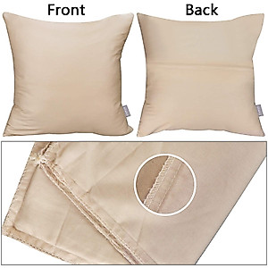 4-Pack 100% Cotton Comfortable Solid Decorative Throw Pillow Case,Thmyo Square Cushion Cover Pillowcase Sublimation Blank Pillow Covers DIY Throw Pillowcase for Sofa Bedroom(24x24 inch/ 60x60cm,Khaki)