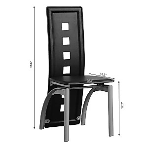 HomVent Dining Table Set for 4, Small Tempered Glass Dining Room Table Set, Kitchen Table and Chairs for Small Spaces, Transparent,White Modern 110cm, Stainless Steel PU Leather (Transparent & Black)