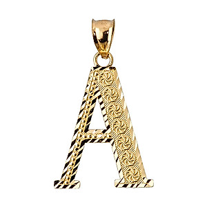 10k Yellow Gold Initial Letter A Charm Pendant, 0.7"