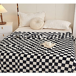 Buffalo Plaid Throw Blanket Flannel Checkerboard Grid Pattern No Pilling Luxury Plush Cozy Flannel Blanket Suitable for Bed Couch Chair (Black, 60”x78”)