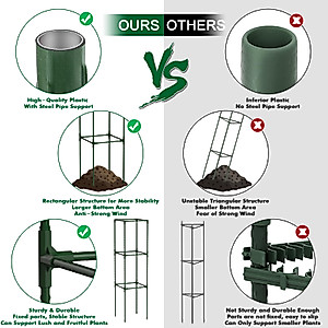 ROADPLUM 3 Pack 48" Tomato Cages for Garden, Plastic Coated Steel Pipe Heavy Duty Adjustable Tomato Stakes Trellis Plant Cages for Vegetable, Fruit, Flower, Rose Vine Climbing Plants