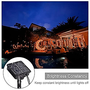 kemooie 2 Pack 100 LED Orange Solar Halloween Lights, 8 Twinkle Modes Waterproof Upgraded Solar Powered Fairy Lights, for Outdoor Garden Patio Christmas Halloween Decorations (Orange)