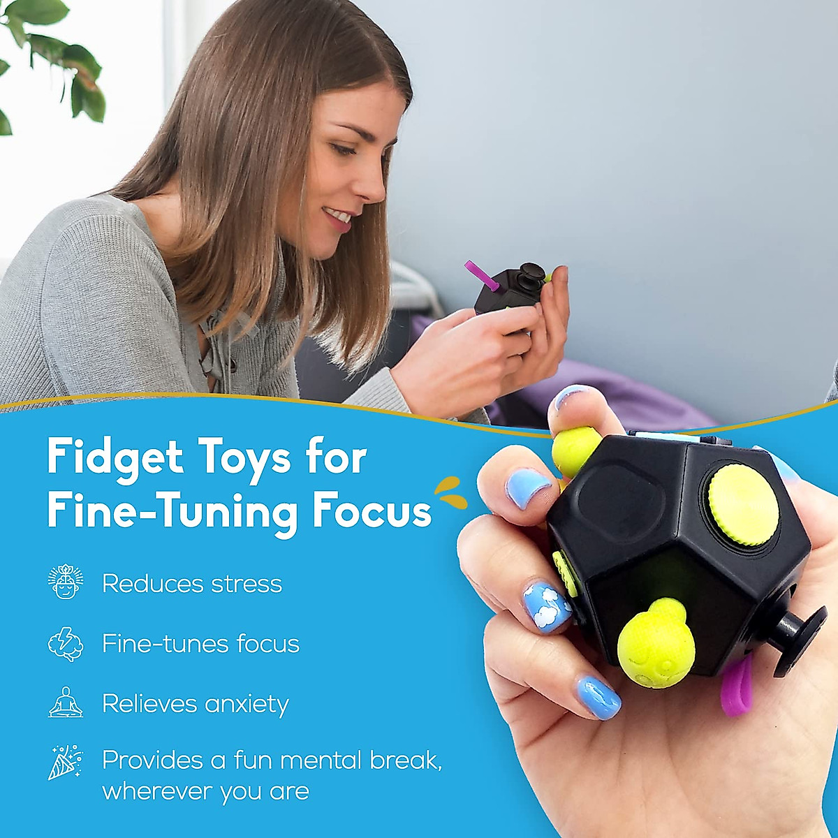 PILPOC theFube Fidget Cube - Deluxe Authentic Fidget Toys for Adults & Kids - Premium Protective Case, Stress Cube, Anxiety Toys, ADHD, OCD, Autism (Green & Mix)