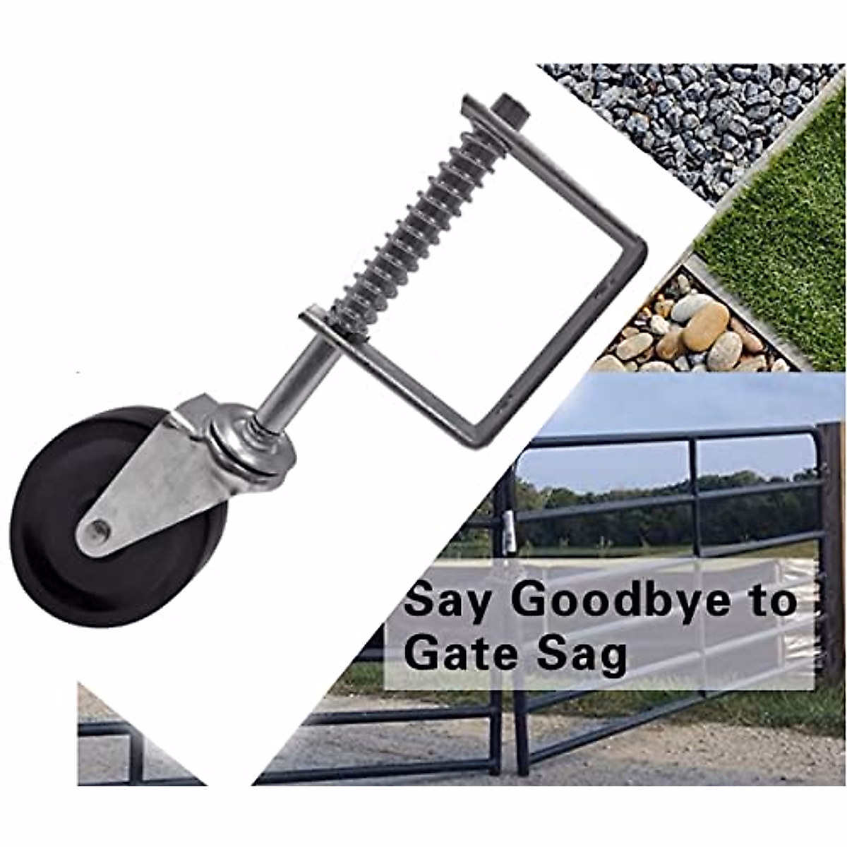 Spring Loaded Gate Caster 4”, Heavy Duty Gate Caster Wheel with Spring Loaded,Universal Mount Pate, 250-500 lbs Load Capacity, 4 Inches Rubber Wheel(Two PCS))