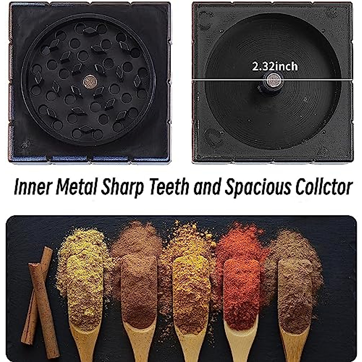 BETTERTOOL Square Herb Grinder,2.3 Inch Cube Spice and Herb Grinder,Easy to Clean,White,Wedding Gift, Bridal Party, Bachelor Party Gifts