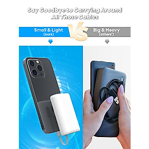 OHZHAO Portable Phone Charger 12000mAh with Built-in Cables, LED Display, Fast Charging Ultra Compact Portable Charger Power Bank, Battery Pack for iPhone 15/14/13/12 Series,Samsung/Google/LG/iPad etc