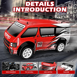LOOZIX Drift RC Car, 1: 14 Scale 4WD 4X4 2.4Ghz Remote Control Truck Van, Ready to Run, RC On-Road Racing Car with LED Light for Boys Age 8-12 Years Old