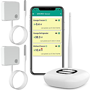 MOCREO ST4 WiFi Thermometer Freezer Alarm, Email Alert, App Notification, Data Record Export, No Subscription Fee, Remote Wireless Temperature Sensor for Refrigerator, Freezer, Hot Tub (2 Pack)