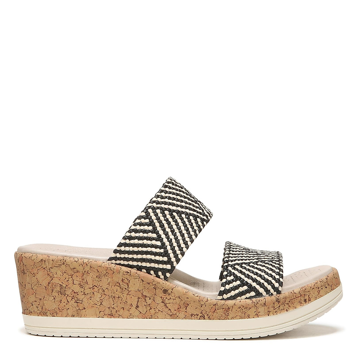 BZees Womens Resort Cork Strappy Wedge Sandal, Black Natural, 7.5 Wide US