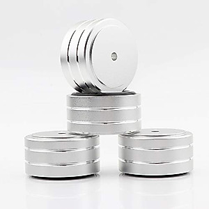 Monosaudio Isolation Feet HiFi Feet 4Pcs 40x20mm Aluminum Universal Turntable Feet with Non-Slip Rubber Rings No Need Adhesive for Audio,Speakers,Subwoofers,Home Theater,Turntable,DAC(Silver Color)