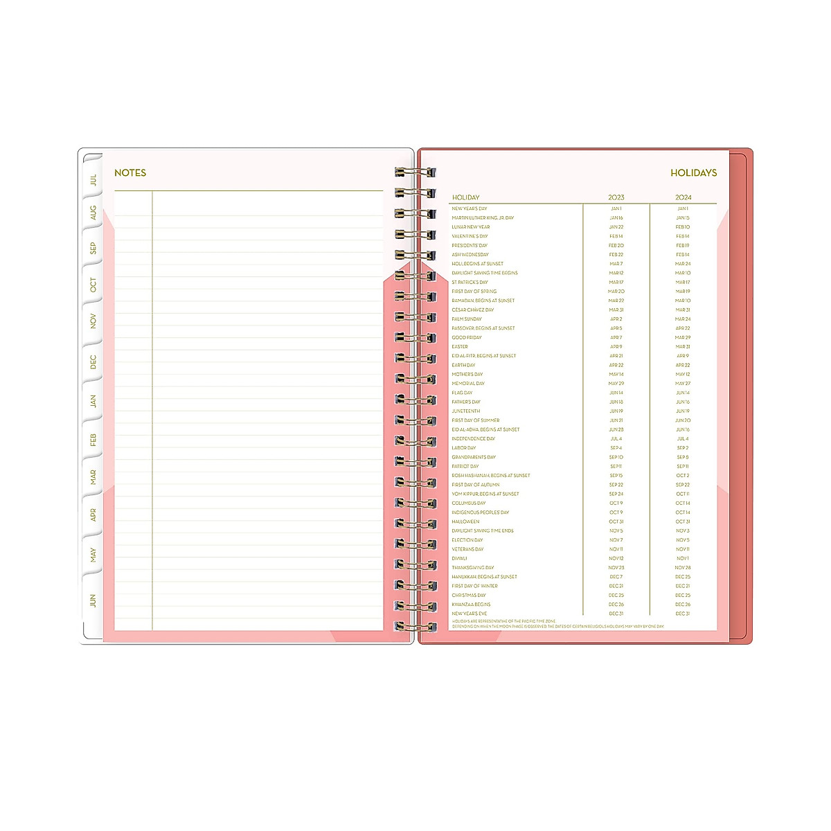 Blue Sky 2023-2024 Academic Year Weekly and Monthly Planner, 5" x 8", Flexible Cover, Wirebound, Cali Pink (130621-A24)