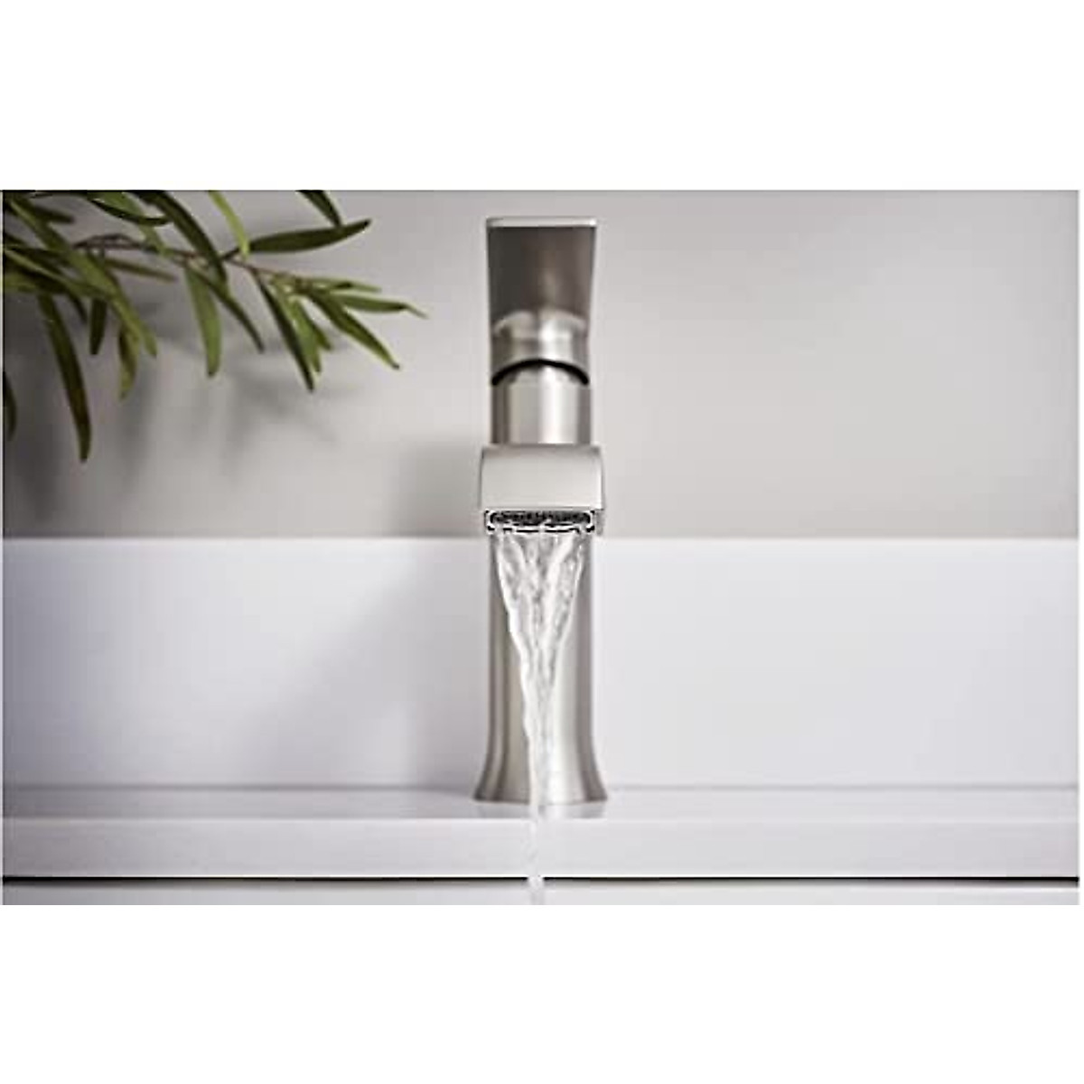 MOEN Genta Single Hole Single-Handle Bathroom Faucet in Spot Resist Brushed Nickel