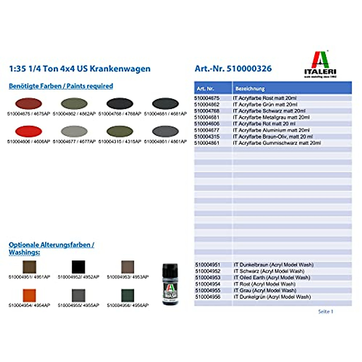 Italeri 510000326 – 1: 35 1/4 Ton 4x4 Ambulance Jeep