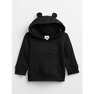 GAP baby boys Logo Pullover Hoodie Hooded Sweatshirt, True Black V2 2, 3T US