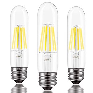 ASOKO E26 T10 Bulbs Daylight White 6W, Dimmable T10 Edison Bulb 60 watts 4000K, E26 Base LED Tubular Light Bulbs, Tube Vintage LED Edison Bulb for Desk Lamp, Pendant Lights, Home (3 Pack)