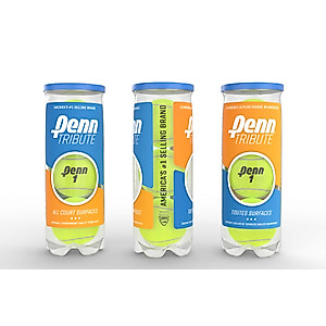 Penn Tribute All Courts Felt Pressurized Tennis Ball, 6 Cans, 18 Balls