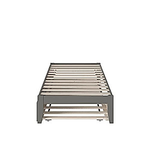 AFI, Colorado Bed with USB Turbo Charger and Twin Trundle, Full, Grey