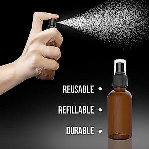 Nylea 8 Pack Amber Spray Bottles 2oz - [THE PERFECT SPRAY] - Empty Glass Bottles For Cleaning Solutions - Best Refillable MIST SPRAY Pack Perfume Atomizer [2oz]