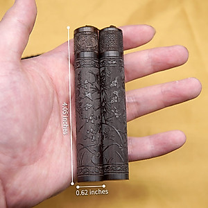 Yuchew Needle Case Sewing Needle Holder 2 Packs Portable Wooden Embroidery Needle Case Needle Tube Keeper Container for Storage Tapestry Cross Stitch Leather Darning Needle, Toothpick, Pill (Bamboo)