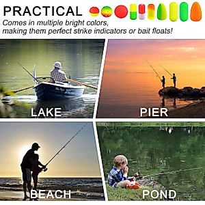 Pompano Rig Floats Beads Kit, 300pcs Pompano Floats Fishing Beads Set Foam Snell Floats Bobbers for Surf Fishing Live Bait Walleye Rig Making Bullet Cylinder Oval Foam Floats