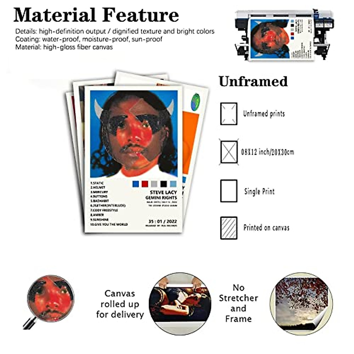 Tinysea Steve Lacy Music Album Poster 4pcs 08x12inches Unframed Canvas Wall Art For Room Aesthetic Gift For Funs