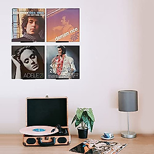 WANLIAN Vinyl Record Shelf Wall Mount,Clear Acrylic Vinyl Album Record Holder Storag Rack for Display LP Wall (S,black pack of 6)