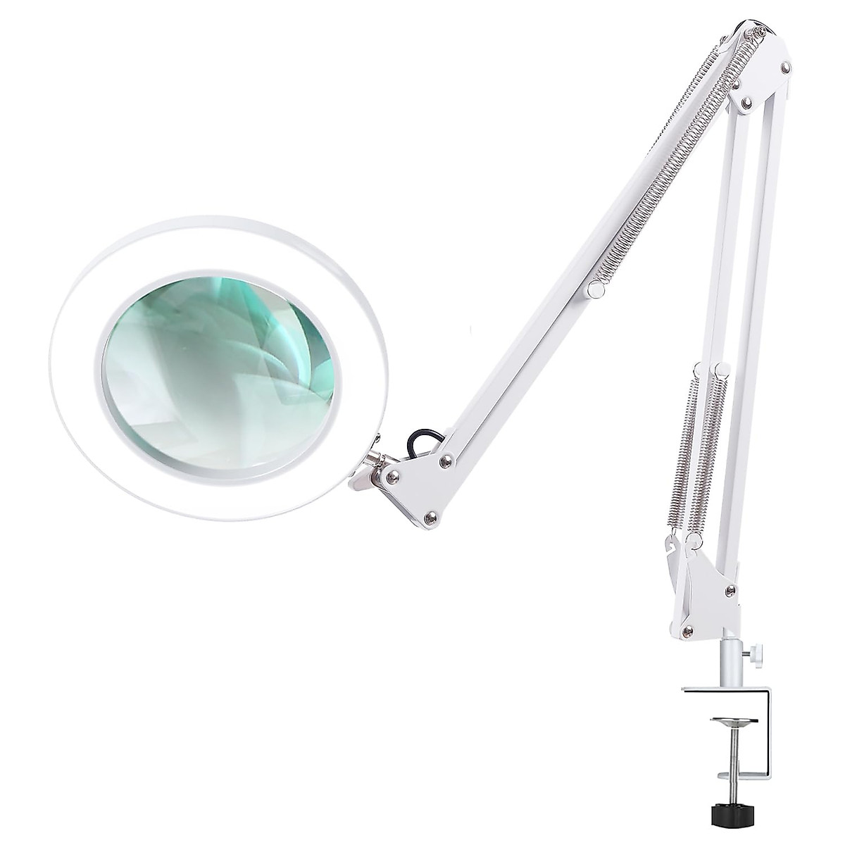 5 Inch Magnifying Glass with Light and Stand, TOMSOO 10X Real Glass Lighted Magnifier, Stepless Dimmable 3 Color Modes Adjustable LED Magnifying Desk lamp for Close Work Reading Repair Crafts - White