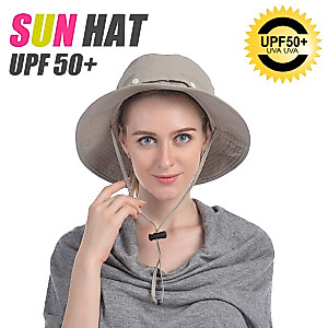 USHAKE Head Net Hat, Safari Hat Sun Hat Bucket Hat with Hidden Net Mesh Khaki