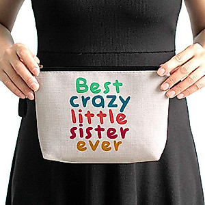 Hanamiya Na Gifts for Sister Birthday, Rakhi Gift for Sister, Sister Gifts from Sister Brother, Sister's Makeup Bag-Best Crazy Little Sister Ever-Funny Best Sister Gifts for Soul, Big, Little Sister