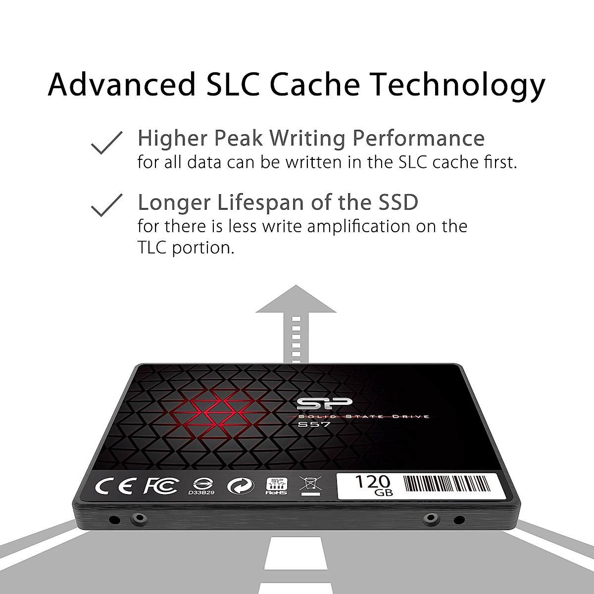 Silicon Power/Marvell Controller 120GB S57 (SLC Cache Performance Boost) SATA III Internal Solid State Drive- Free-download SSD Health Monitor Tool Included (SP120GBSS3S57A25AD)