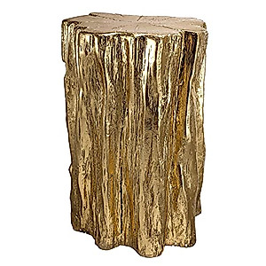 A&B Home Nature Wood Texture Inspired, End Table Side Table Living Room Furniture Luxury, Golden Tree Trunk Garden Stool or Gold Coffee Table Accent Tables for Small Spaces - 13.5x13x20