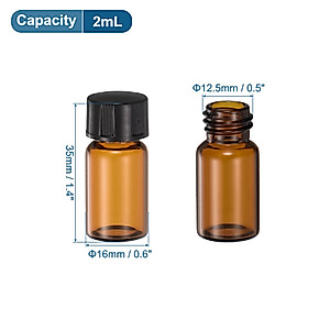 PATIKIL 2ml Amber Glass Vials, 100 Pack Sample Vials with Screw Cap Reagent Media Bottle Leak-Proof Liquid Sample Glass Vial for Lab Laboratory Storage