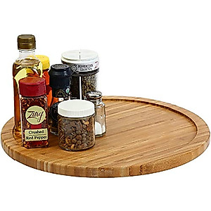 YBM Home Bamboo Wooden Non-Skid Spinner for Kitchen, Pantry, Fridge, Cupboards, or Counter Organizing, Fully Rotating Organizer