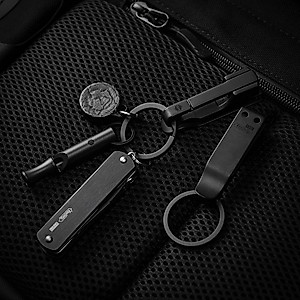 KeyUnity KS02BK EDC Belt Keychain Clip Quick Release, Stainless Steel Duty Belt Key Ring Holder for Pants, Jeans, Trousers (PVD Black)