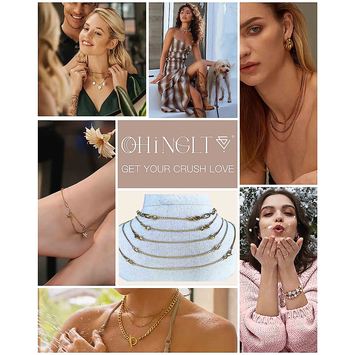 OHINGLT Necklace Extender 10Pcs Chain Extenders for Necklaces Bracelet,Gold and Silver Plated Extender Chain Necklace Chains for Jewelry Making