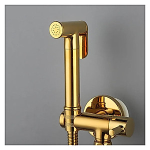 ZCERA Bidet Faucet Brass Portable Bidet Sprayer Shower Set Toilet Faucet Single Cold Water Bathroom Shower Head, Gold