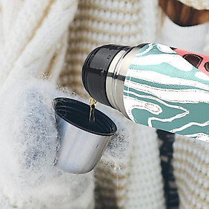 Stainless Steel Leather Vacuum Insulated Mug Abstract Texture Thermos Water Bottle for Hot and Cold Drinks Kids Adults 16 Oz