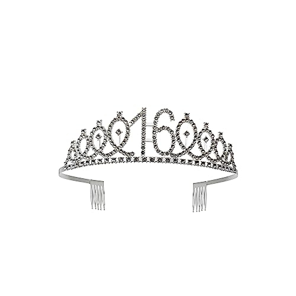 16th Birthday Decorations for Girls，Silver 16 Birthday Crown Tiara ，Cake Topper, Birthday Sash with Peal Pin and Birthday Candles Kit,16th Birthday Gifts for Girls