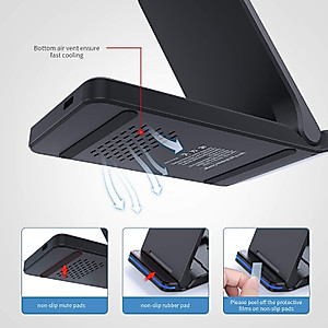 Wireless Charger 3 in 1 Wireless Charging Station Qi Fast Charger Stand for iPhone 13/12/11/Pro/Max/XR/XS/XS Max/X /8/8 Plus, Apple Watch, Airpods 2/Pro, Samsung Galaxy Phone with 18W Adapter, Black