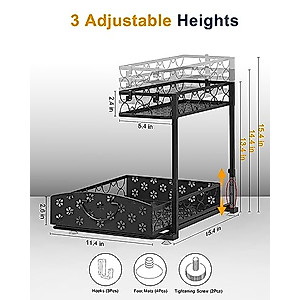 MHHA Under Sink Organizer,Adjustable Height Metal Under Kitchen Cabinet Organizer,2-Tier Sliding Shelf Storage,Multi-Use for Under Kitchen Bathroom Sink Organizers and Storage，Black
