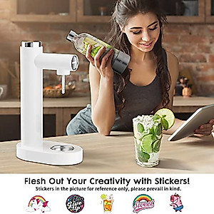SNLIDE Soda Maker, Soda Water Machine with 1L BPA Free Pet Bottle, Easy to Use, Cute Sticks DIY the Sparkling Water Maker, Compatible with Screw-in 60L CO2 Exchange Carbonator (NOT Included), Home Use
