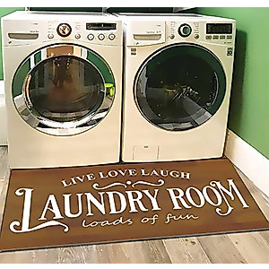 Ukeler Vintage Wood Laundry Room Area Rugs Non Slip Natural Rubber Runner Rug Waterproof Anti Fatigue Kitchen Rug Laundry Room Floor Mat Bathroom Mats 20''×59''